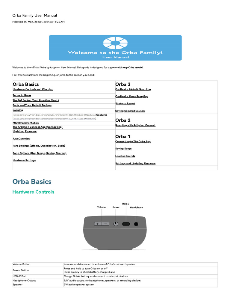 Artiphon Orba Manual - Basics & Advanced Tips For Orba 1, 2, & 3 - Artiphon | PDF | Usb | Icon ...