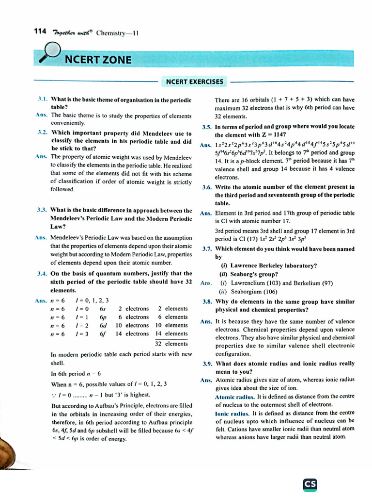 11 Periodic Table Ncert All Questions | PDF