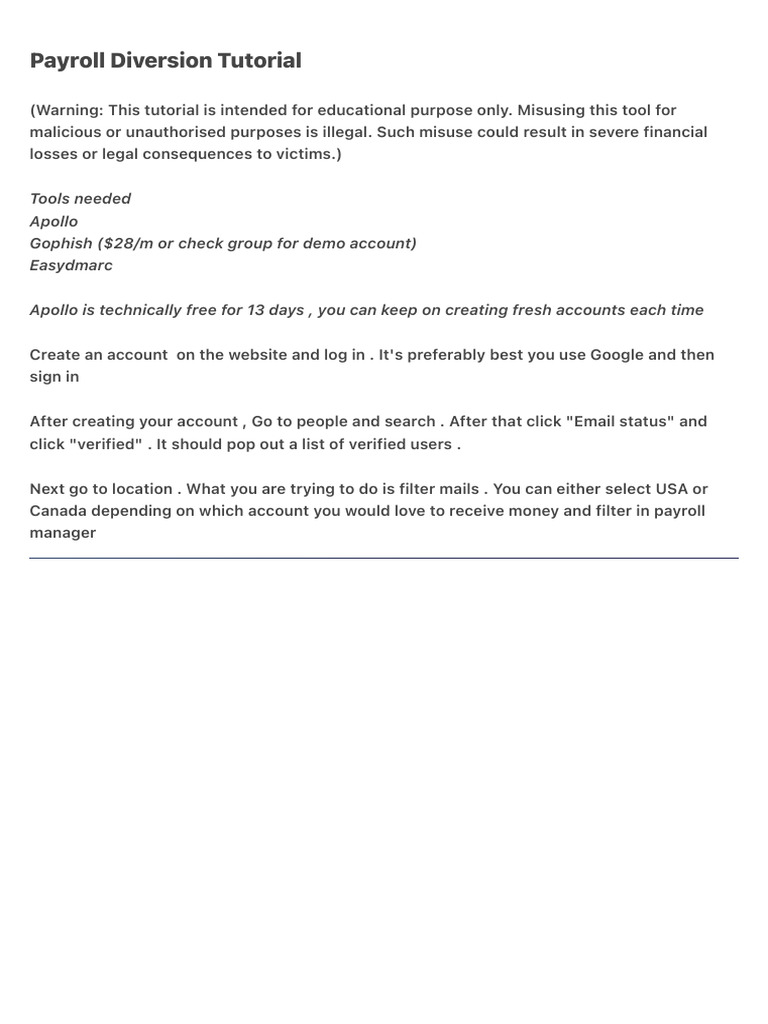Payroll Diversion Tutorial Updated Version | PDF | Network Service | Cybercrime