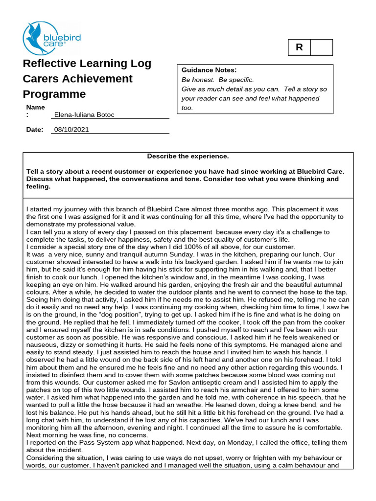 Reflective Learning in Caregiving Experience | PDF | Experience