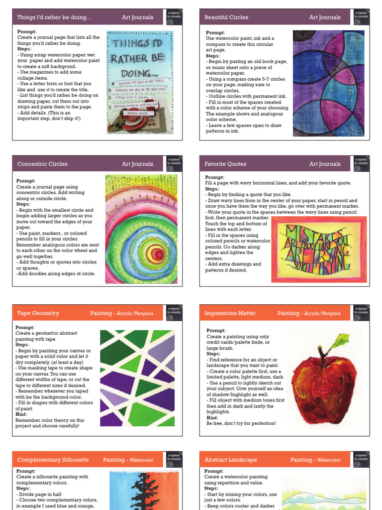 1 - Art Project Task Cards For Early Finishers - Set 1 (16 Cards) | PDF ...