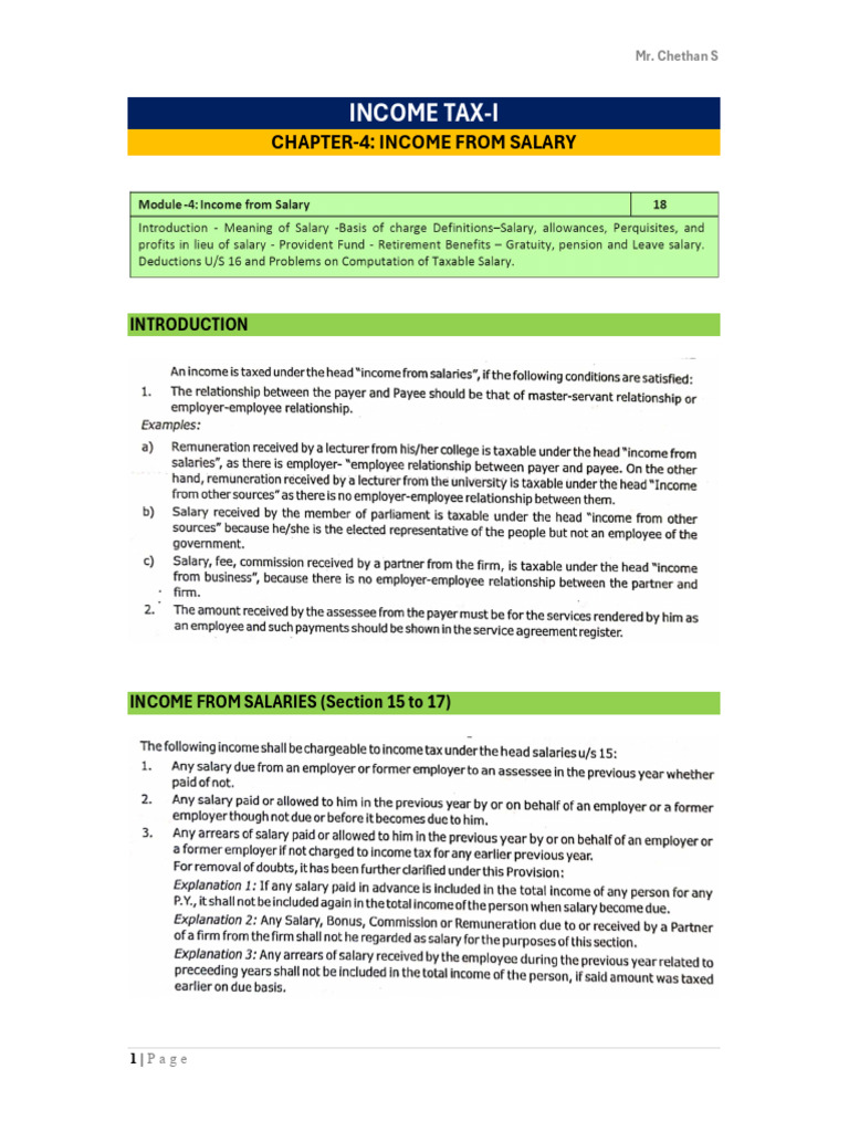 IT-1 Unit-4 Theory & Questions | PDF | Income | Pension