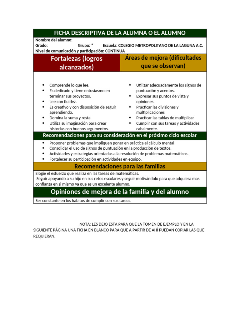 Ficha Descriptiva de Alumnos 5° A | PDF | Multiplicación | Evaluación