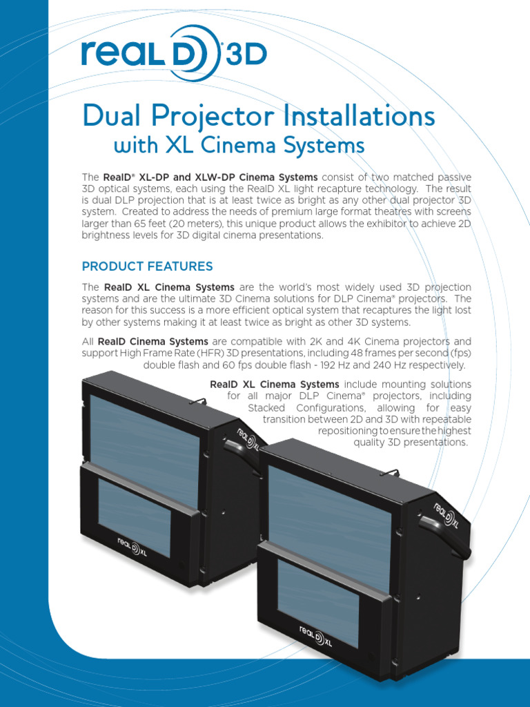 RealD XL-DP Tech Sheet v1.1 | PDF | Movie Theater | 3 D Film