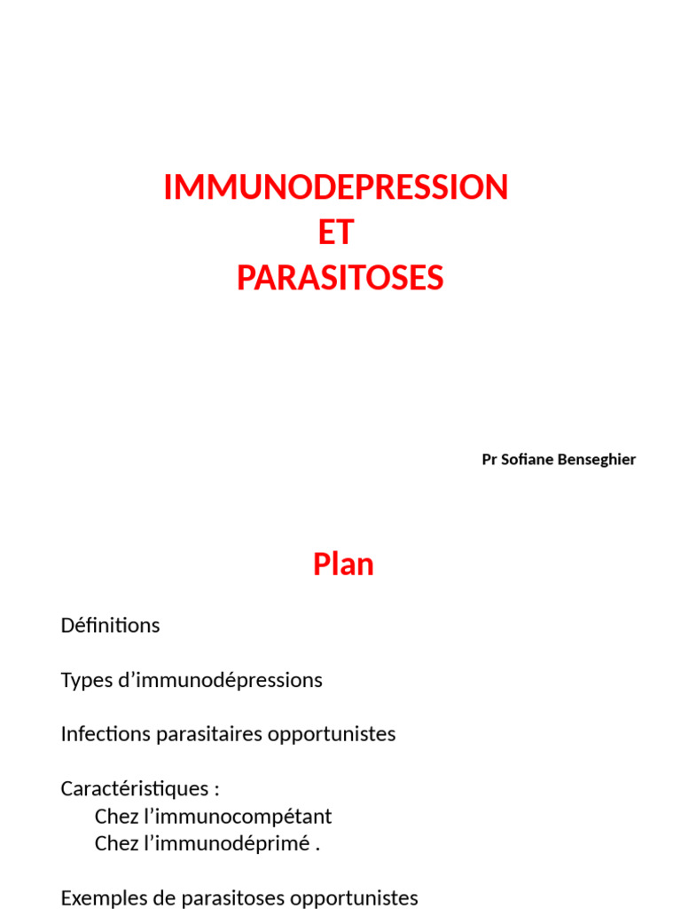 Immunodépression et Parasitoses Opportunistes | PDF | Immunodéficience ...