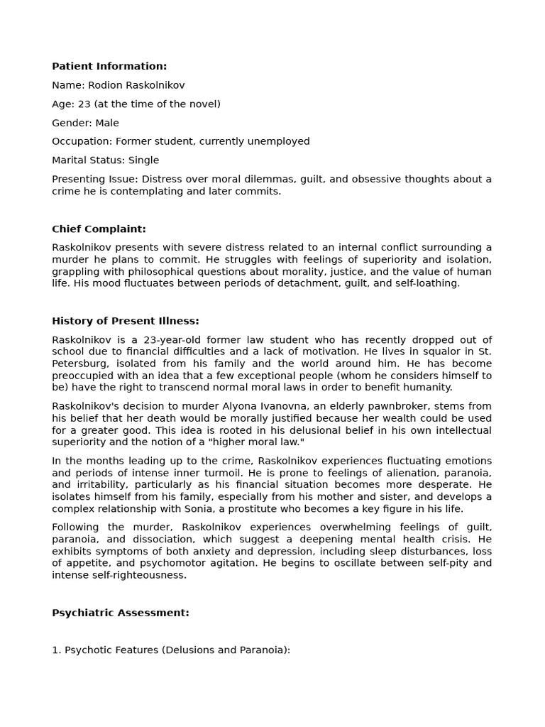 Patient Psych Evaluation | PDF | Major Depressive Disorder | Mental ...