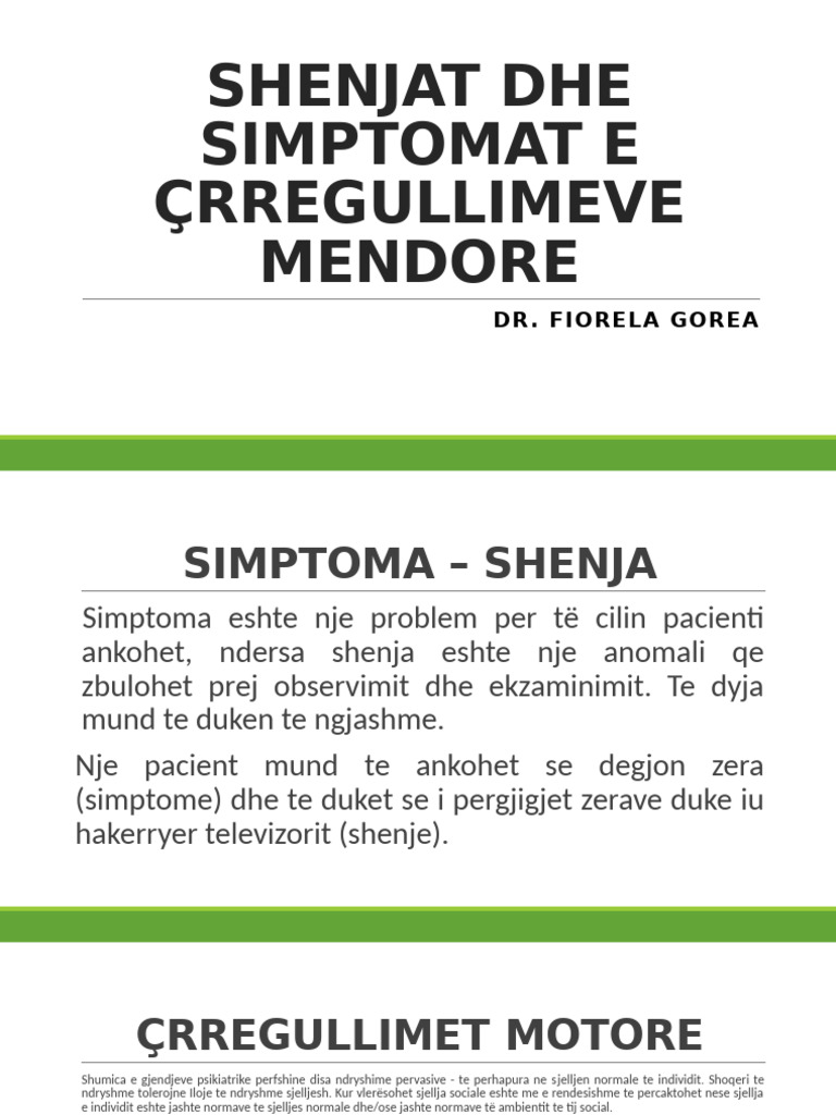 Shenjat e Simptomat e Ã Rregullimeve Mendore | PDF