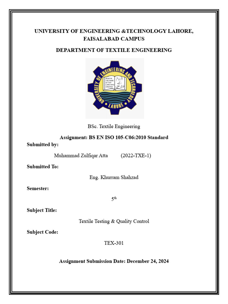 ISO 105-C06:2010 Color Fastness Standard | PDF | Textiles ...