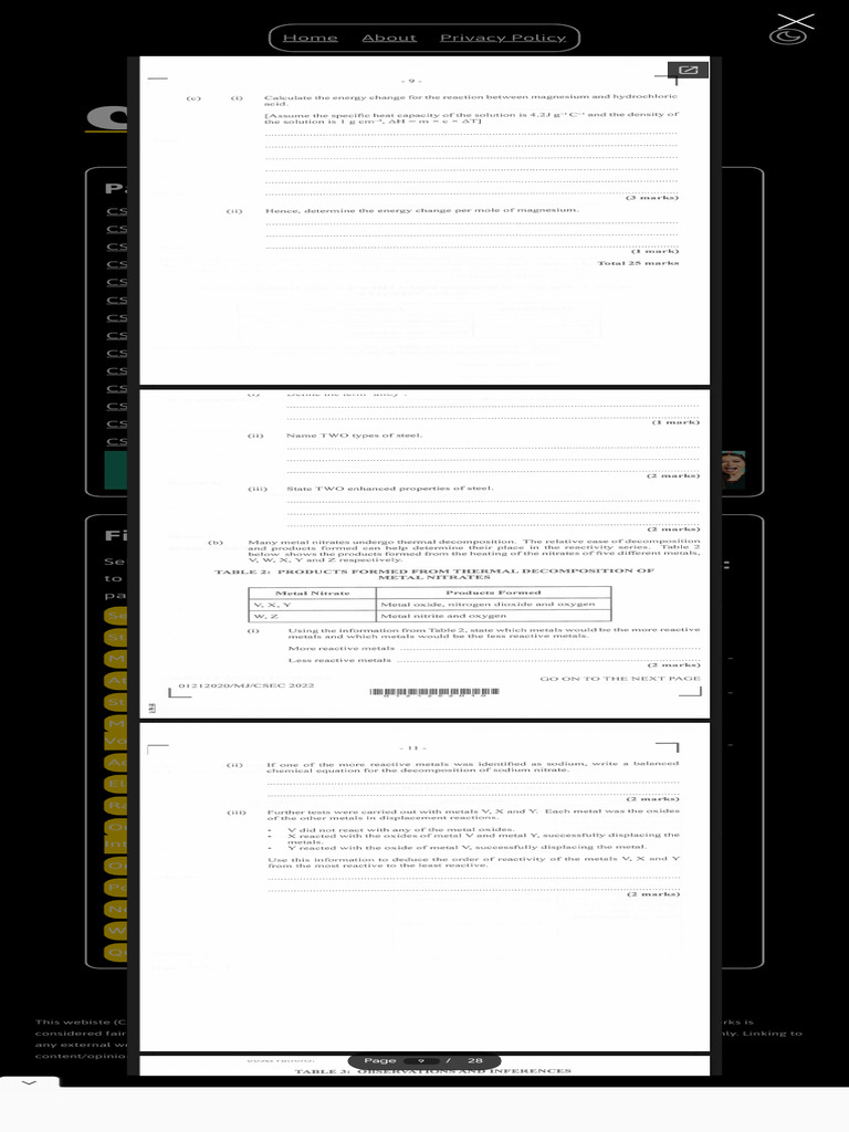 CSEC Chemistry CXC Prep 6 | PDF | Chemistry | Organic Chemistry
