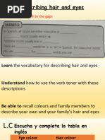 Describing Hair and Eyes in Spanish | PDF