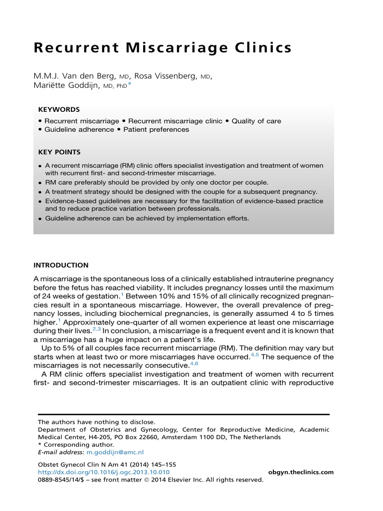 Recurrent Miscarriage Clinics | PDF | Miscarriage | Pregnancy