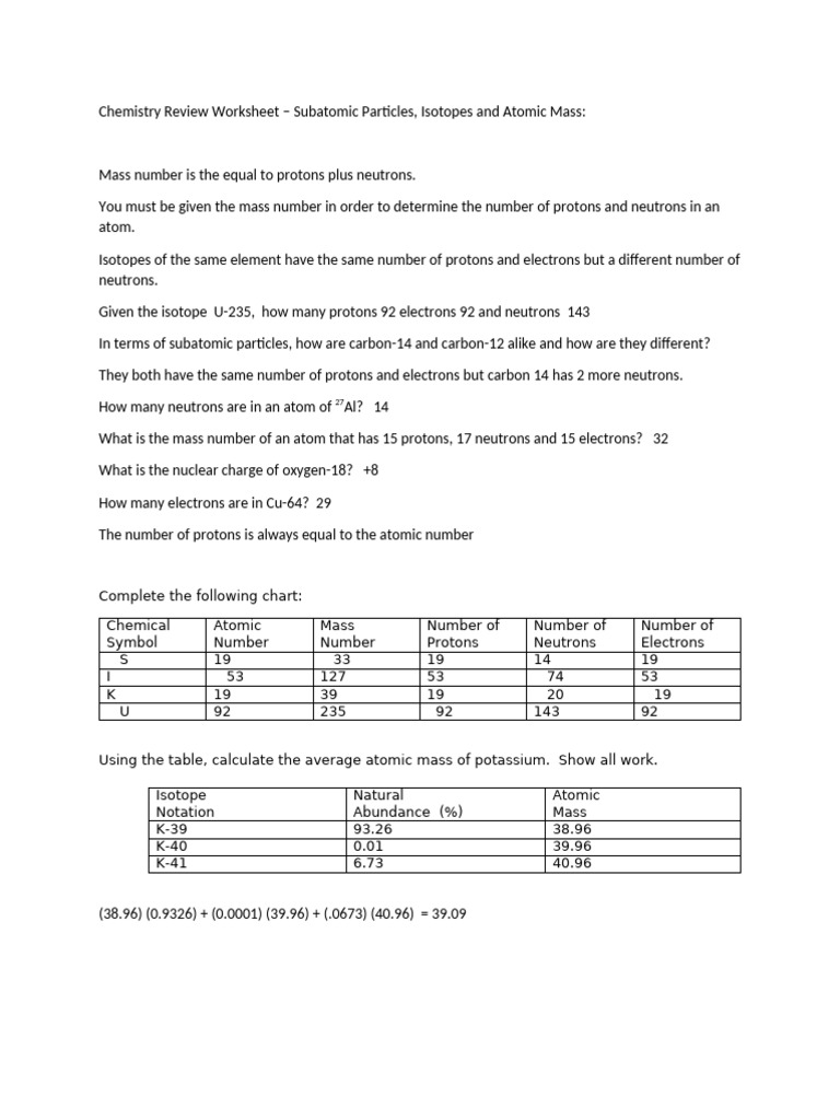 Chem_Worksheet_-_isotopes_and_atomic_mass | PDF