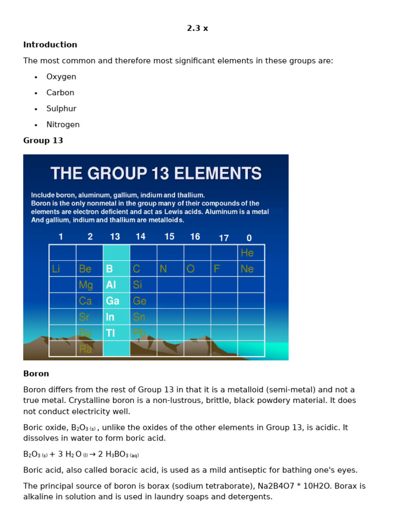 2.3 Periodic Table Groups 13-16 | PDF | Aluminium | Metals