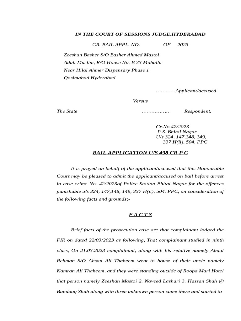 Aurangzaib Bhai Bail 324 PPC | PDF | Bail | Affidavit