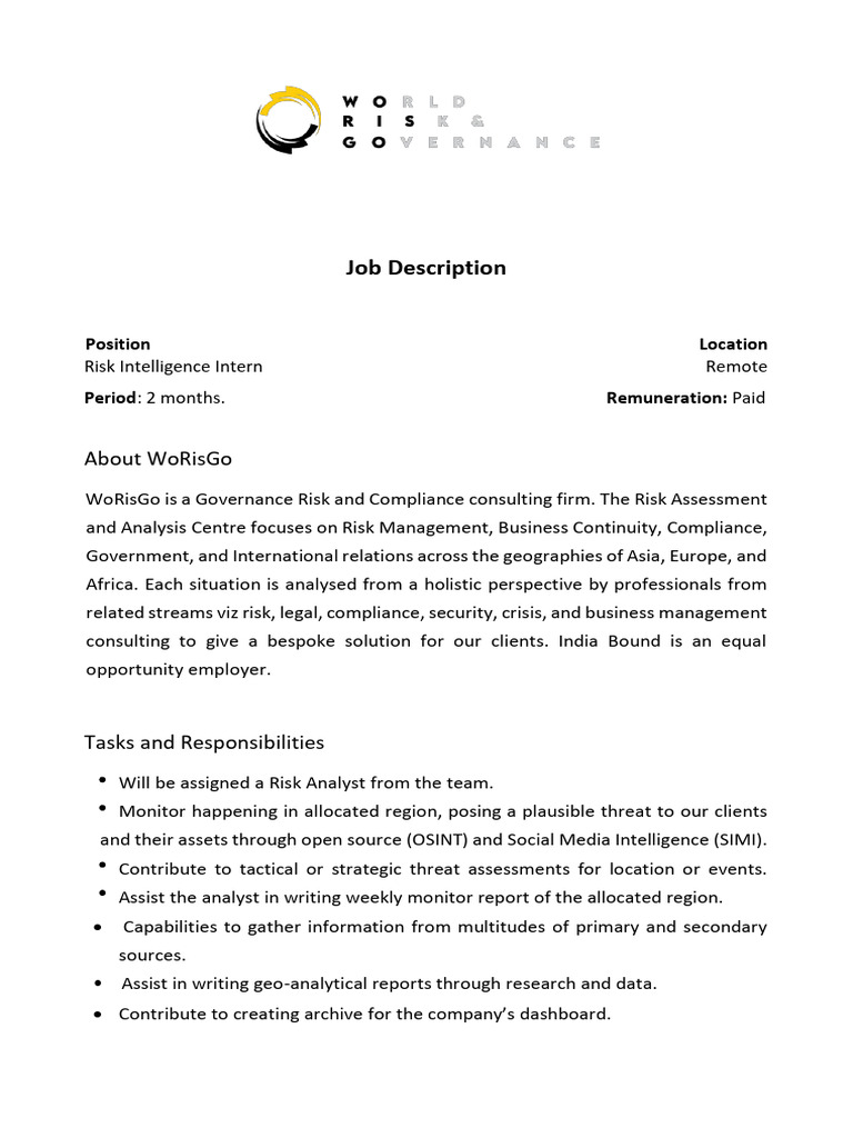 WoRisGo JD Intern | PDF