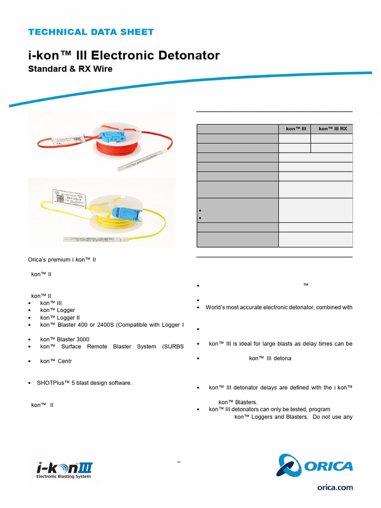 TDS ikonIII Electronic Detonator V2.1 English - 2 | PDF | Manufactured ...