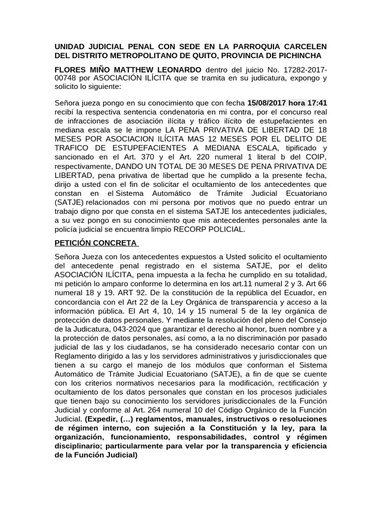 Escrito Matthew Flores | PDF | Castigos | Judicaturas