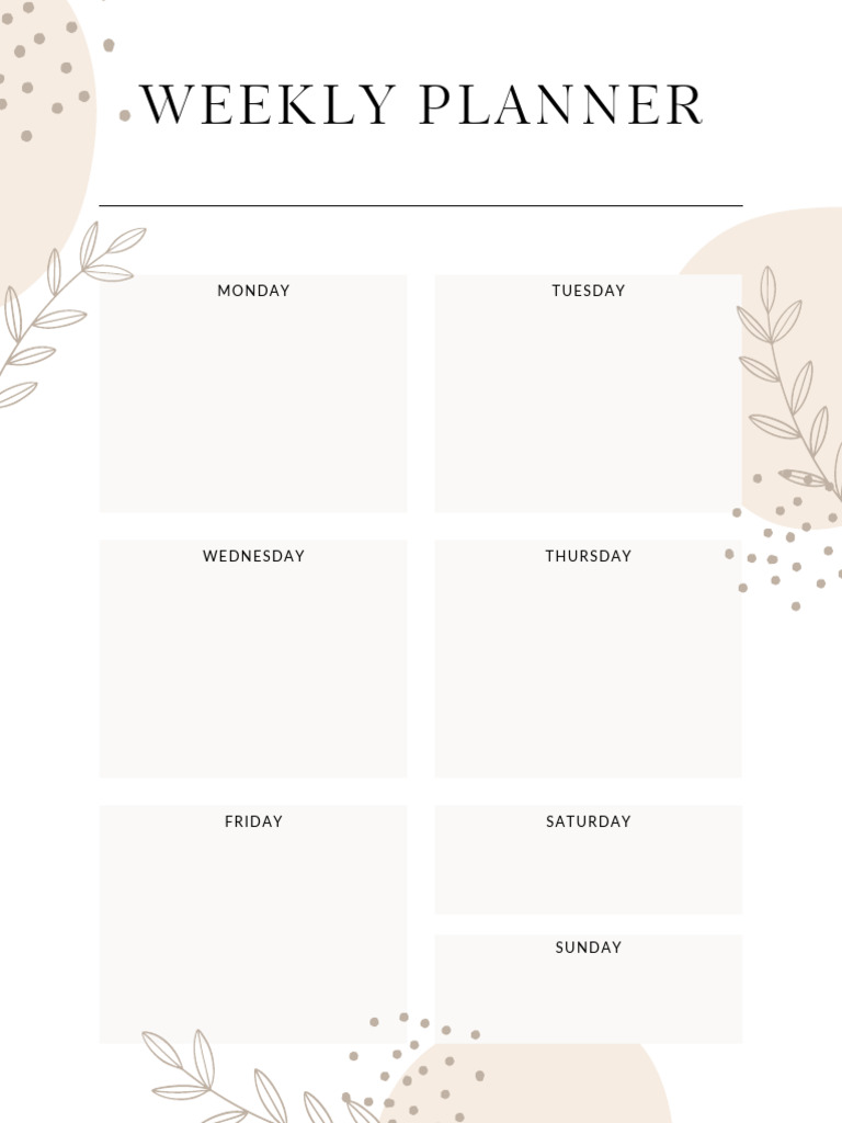 Beige Tan Boho Minimalist Weekly Planner | PDF