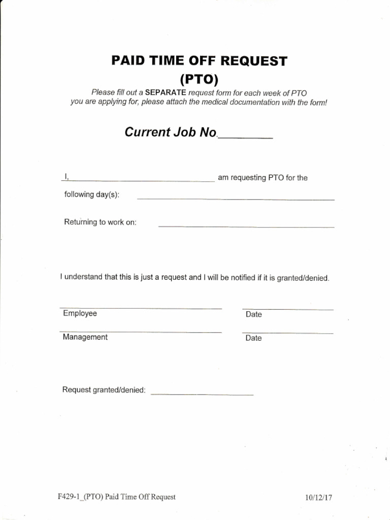 Paid Time Off Request (Pto) PDF | PDF