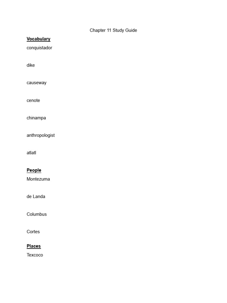 Chapter 11 Study Guide | PDF