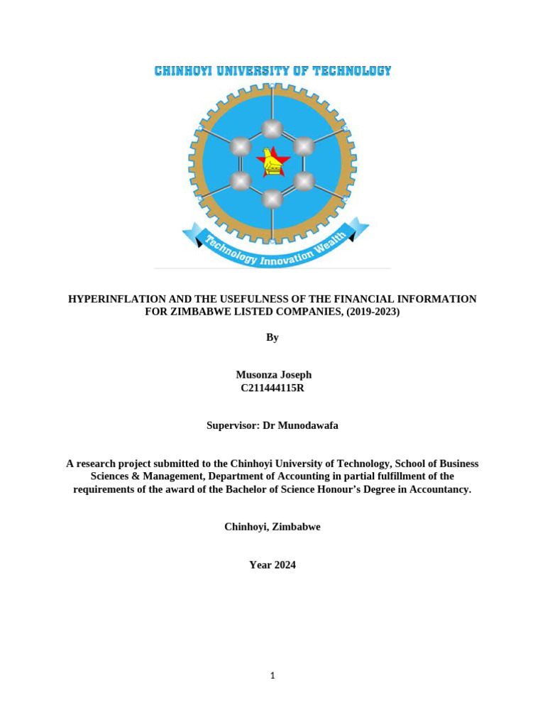 Joseph Musonza Project 1 | PDF | Inflation | Inflation Accounting