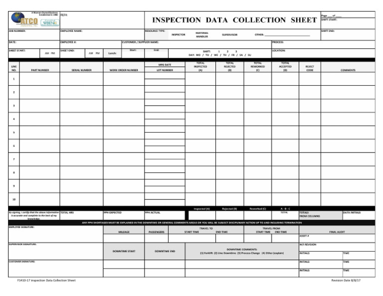 Inspection Sheet | PDF