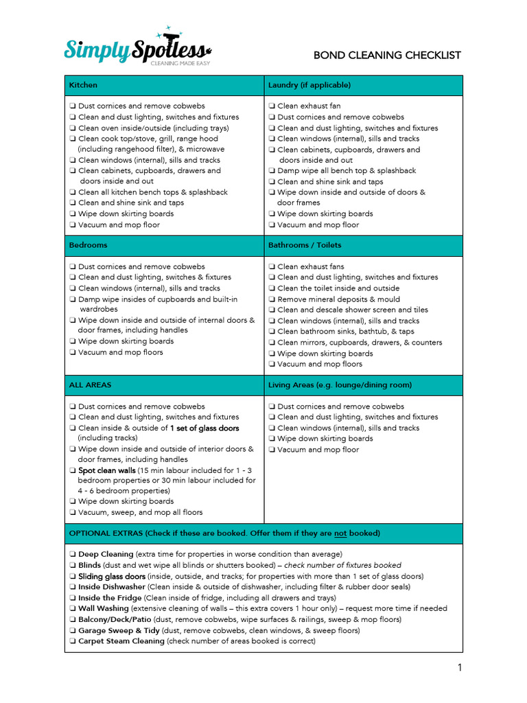BondCleaningChecklist CleanerHelpDocs 220731 202701 | PDF | Vacuum ...