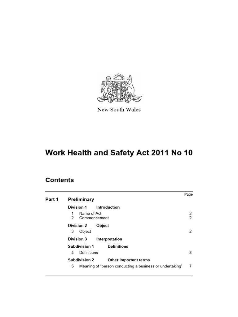 WHS act-2011-10 | PDF | Occupational Safety And Health | Safety