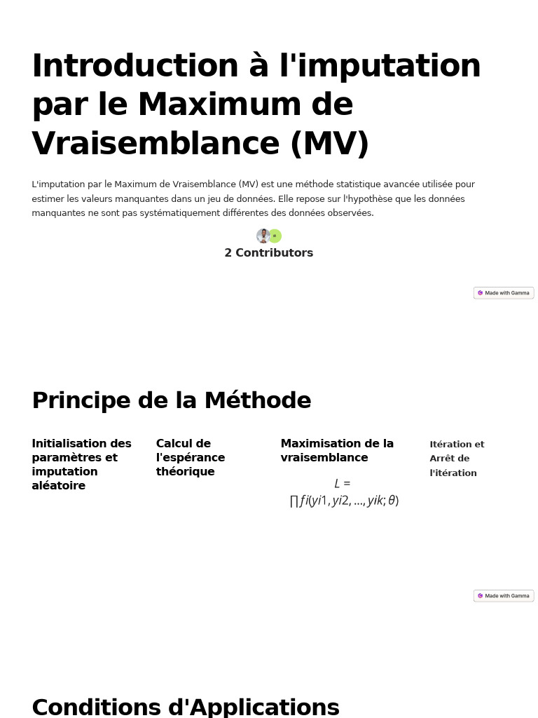 Introduction a Limputation Par Le Maximum de Vraisemblance MV (1) | PDF | Théorie des ...