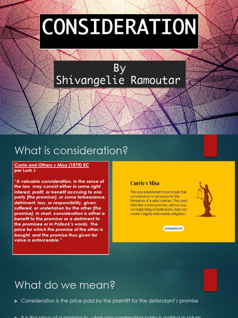 Consideration lecture - Part One | PDF | Consideration | Common Law