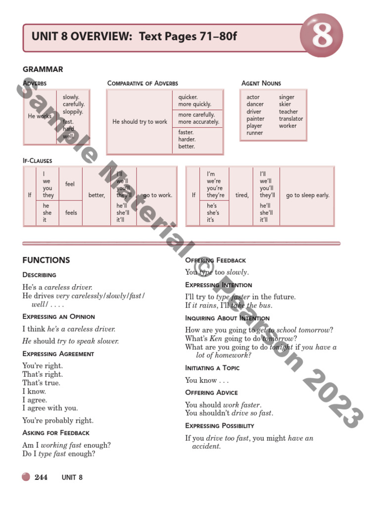 Side by Side Plus L2 U8 - Teachers Guide | PDF | Adverb | Word