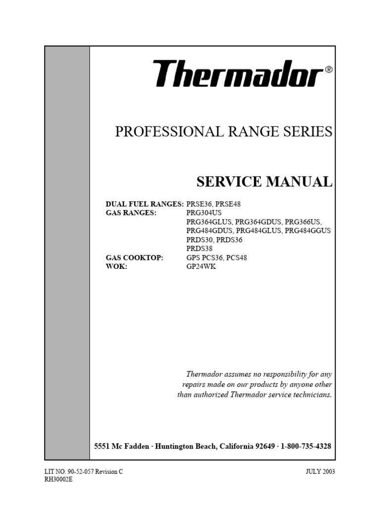 Thermador Oven Repair Manual