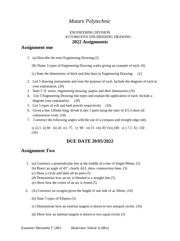 Engineering Drawing Assignments | PDF | Ellipse | Triangle