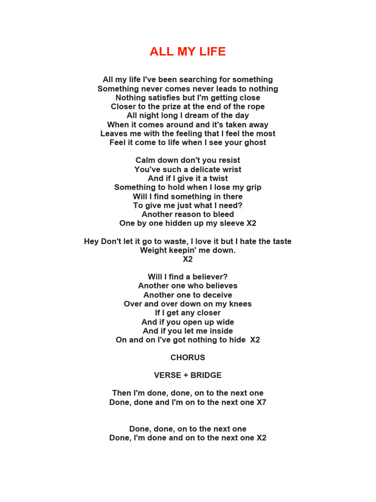 All My Life | PDF