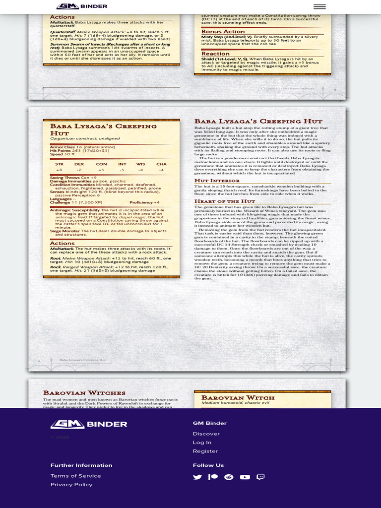 CoS Monster and NPC Compendium GM Binder 2 | PDF