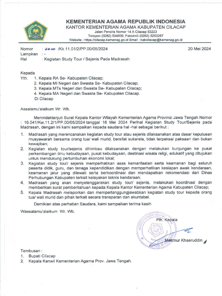 Edaran Study Tour | PDF