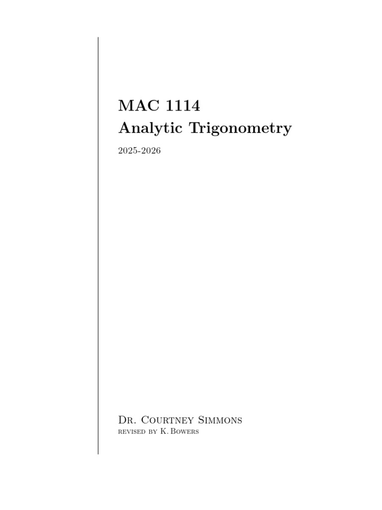 Analytic Trigonometry Course Overview | PDF | Trigonometric Functions | Trigonometry