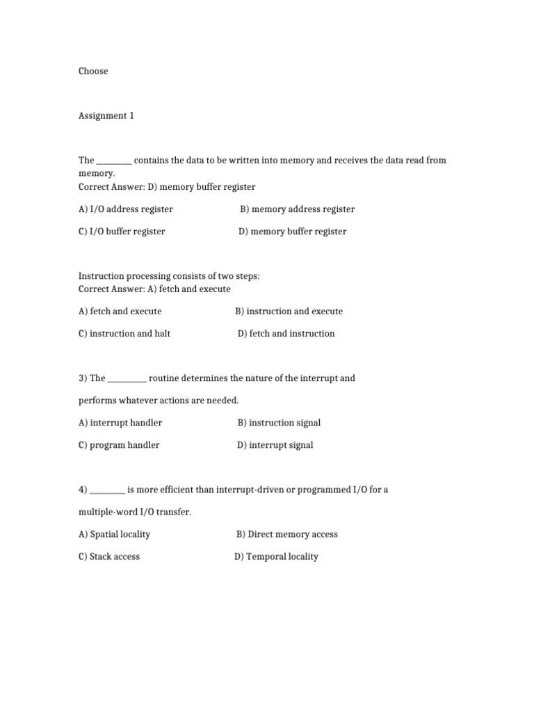 Corrected Assignment With Answers (1) | PDF | Central Processing Unit ...