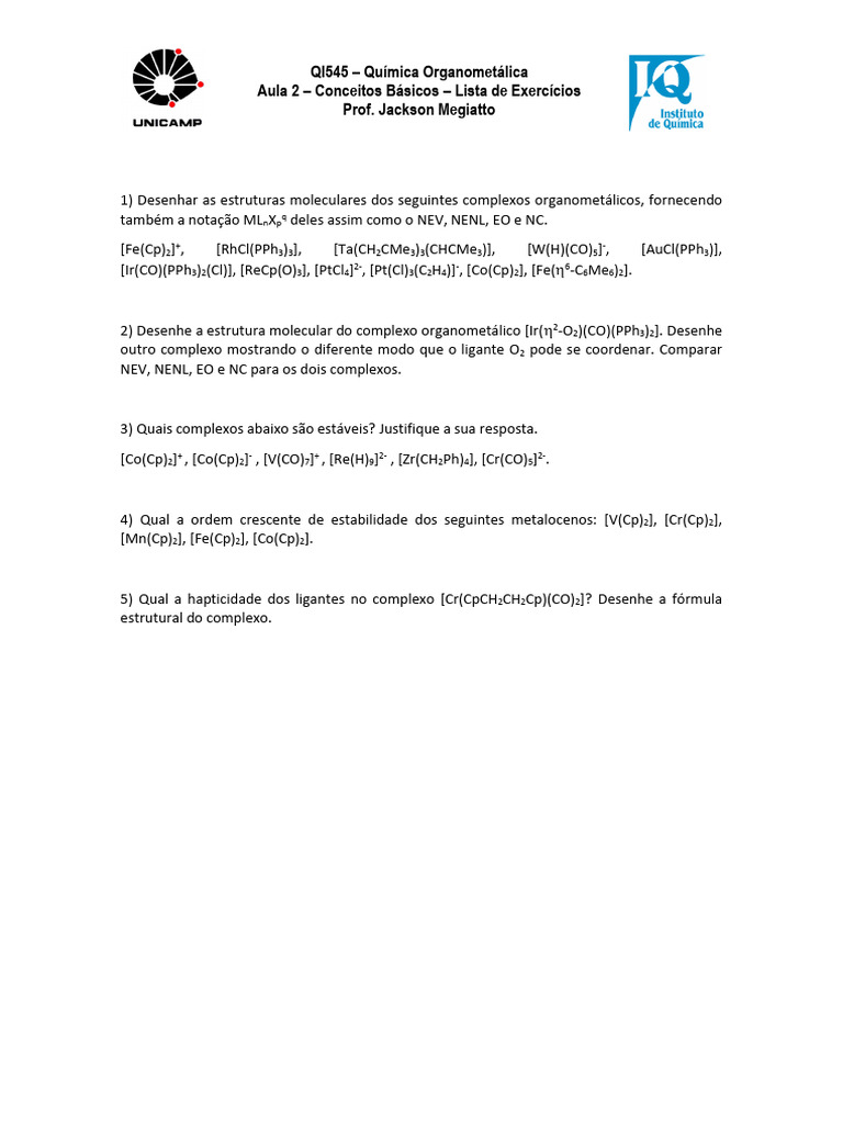 Lista - Exercicios - Aula 2 - Conceitos - Basicos | PDF