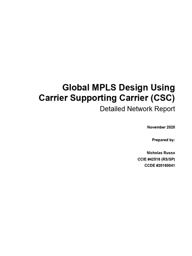 Global MPLS Design Using Carrier Supporting Carrier (CSC) | PDF | Virtual Private Network ...