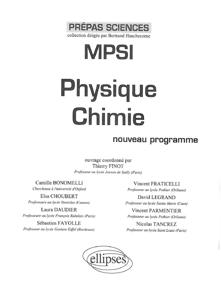 Ellipse Physique Chimie | PDF