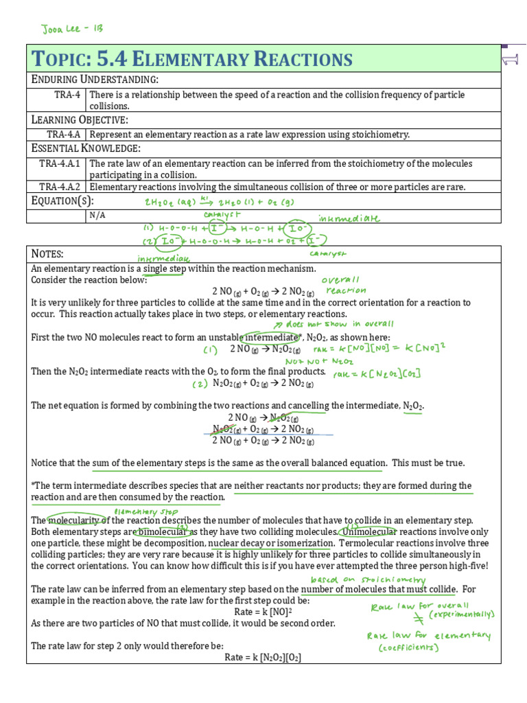 Understanding Elementary Reactions | PDF | Reaction Rate | Chemical Reactions