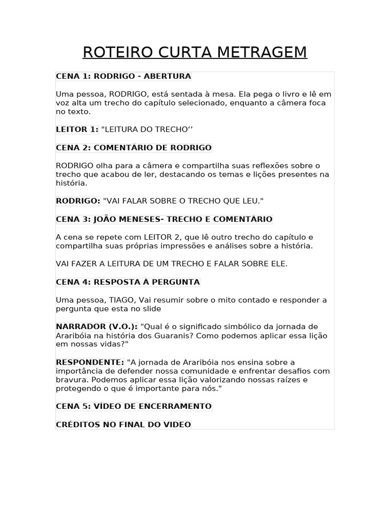 Roteiro Curta Metragem | PDF