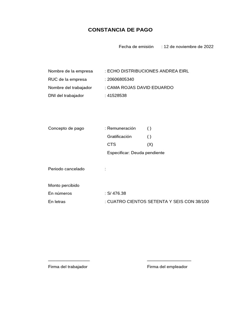 Constancia de Pago | PDF