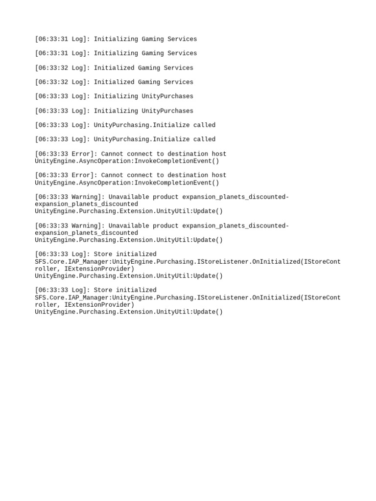UnityPurchases Initialization Log | PDF
