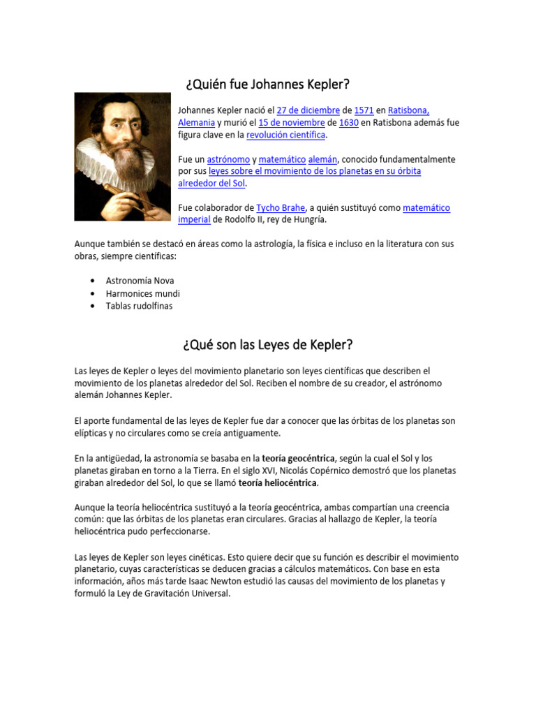 Quién fue Johannes Kepler | PDF