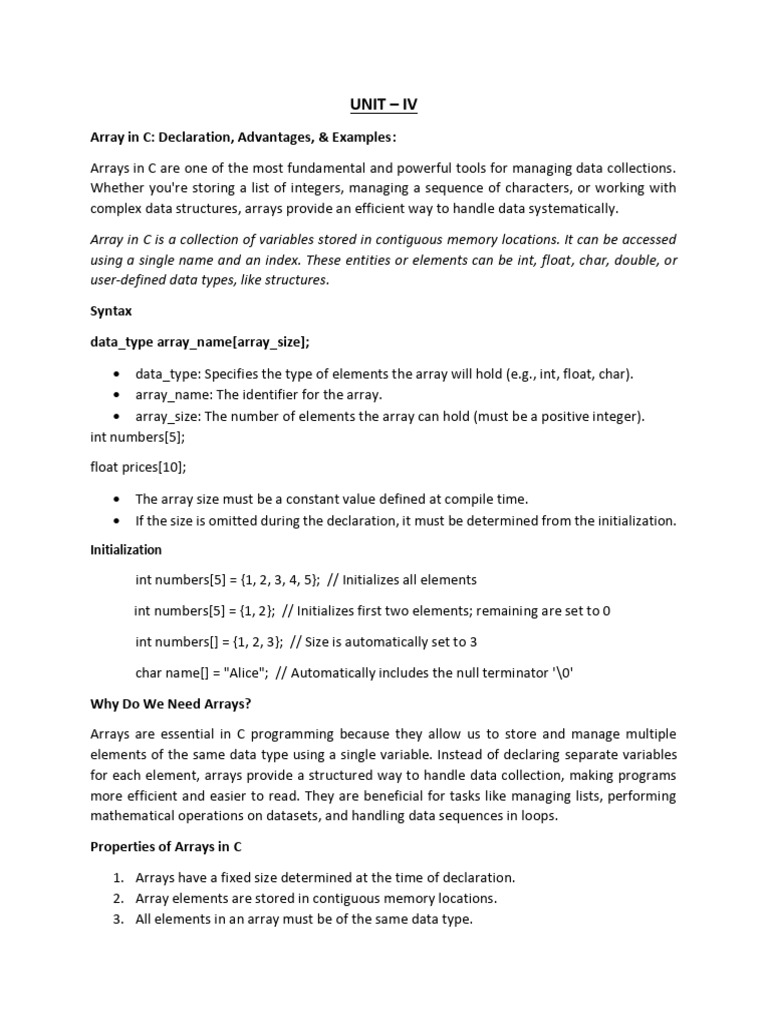 UNIT IV C Porgramming | PDF | Pointer (Computer Programming) | Integer ... UNIT IV C Porgramming | PDF | Pointer (Computer Programming) | Integer ...