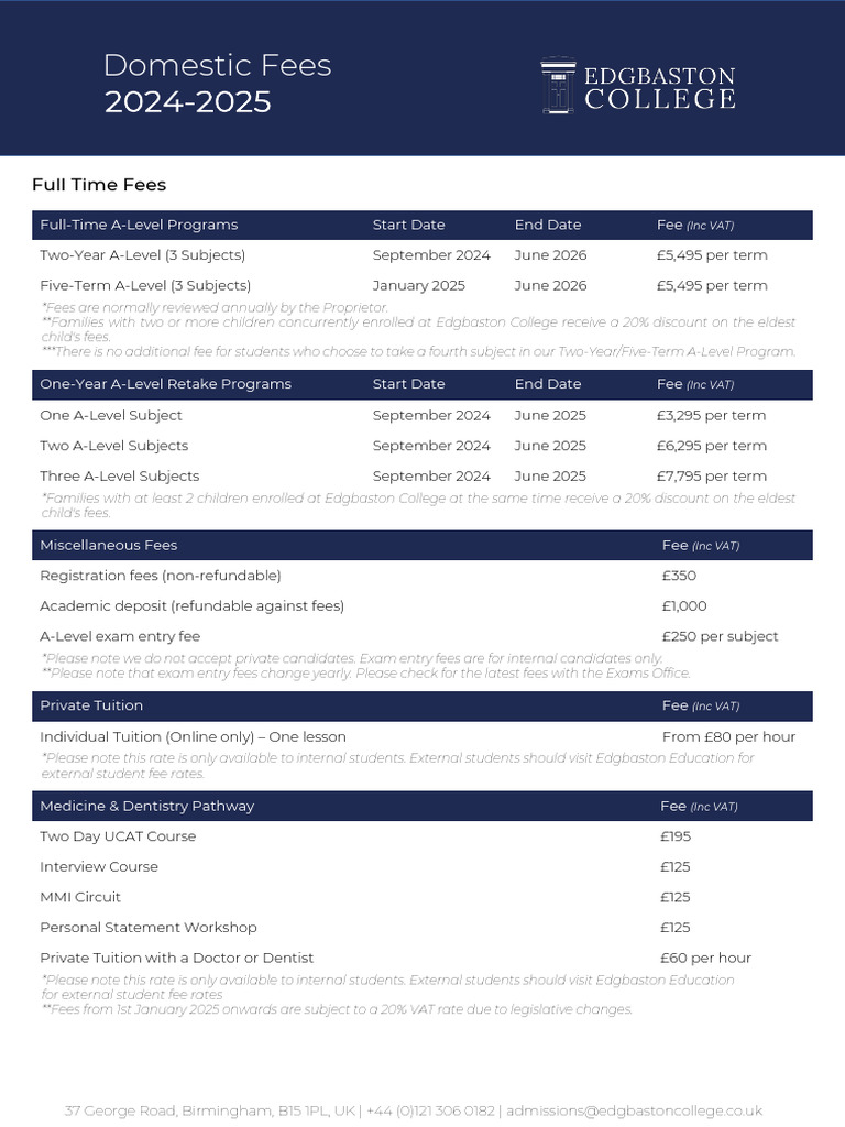 Fees-2024-25-v3 | PDF | Educational Stages