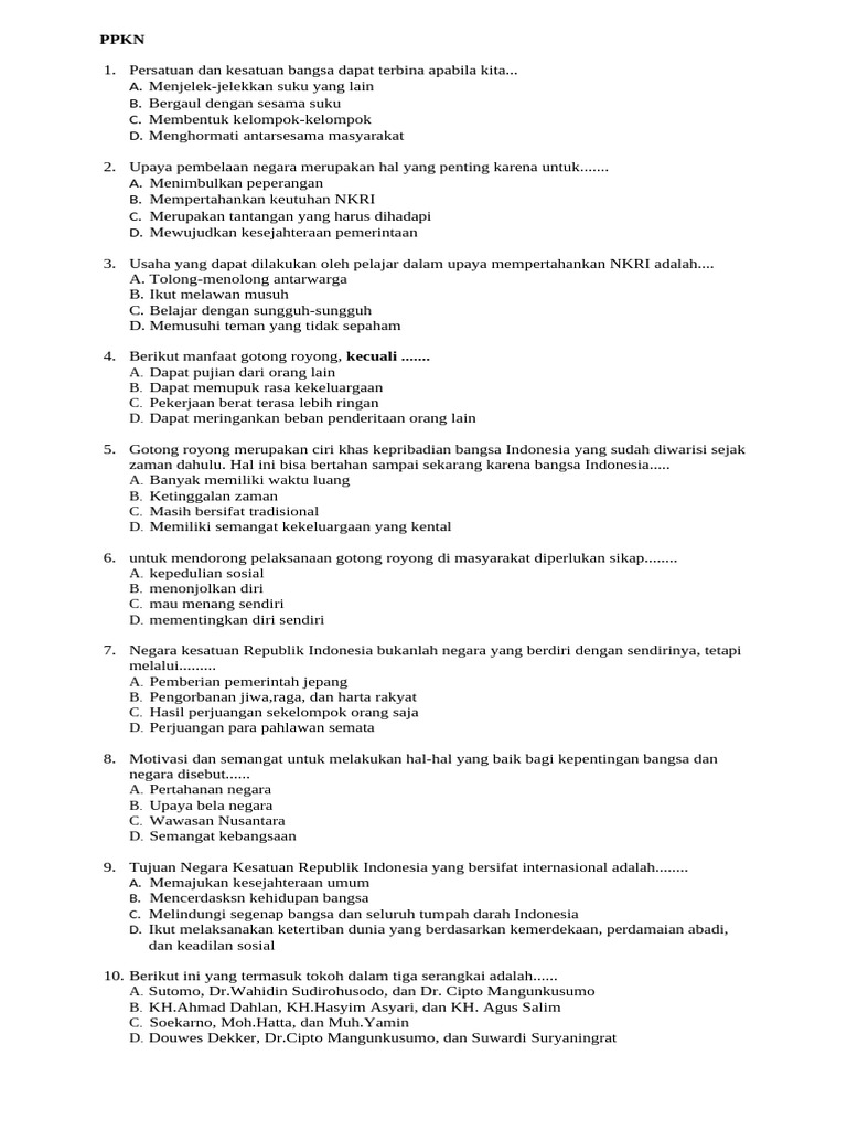 Soal PAT PKN Kelas VIII | PDF