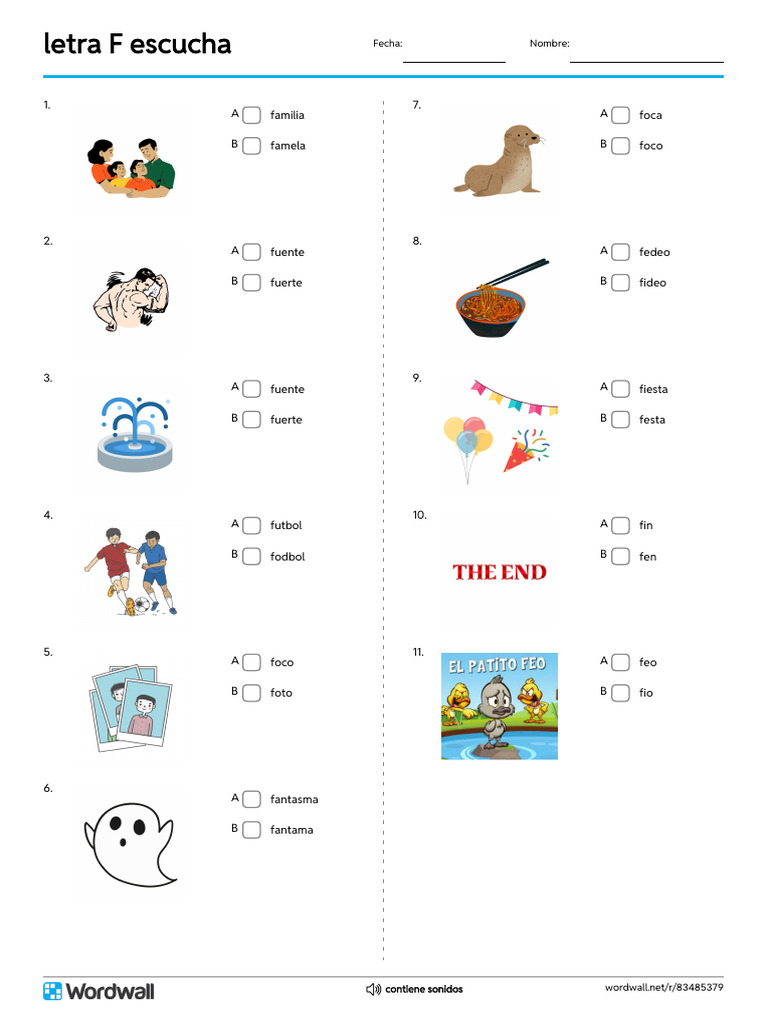 Letra F Escucha Cuestionario | PDF